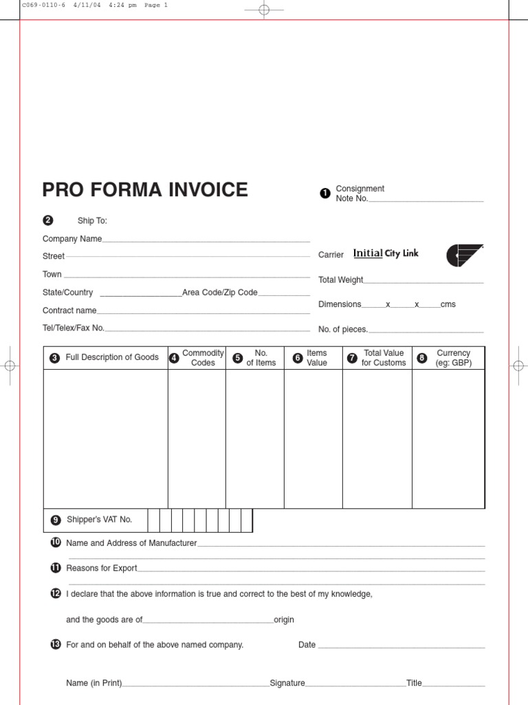 24 Proforma Invoice[1] | Pro Forma | Customs