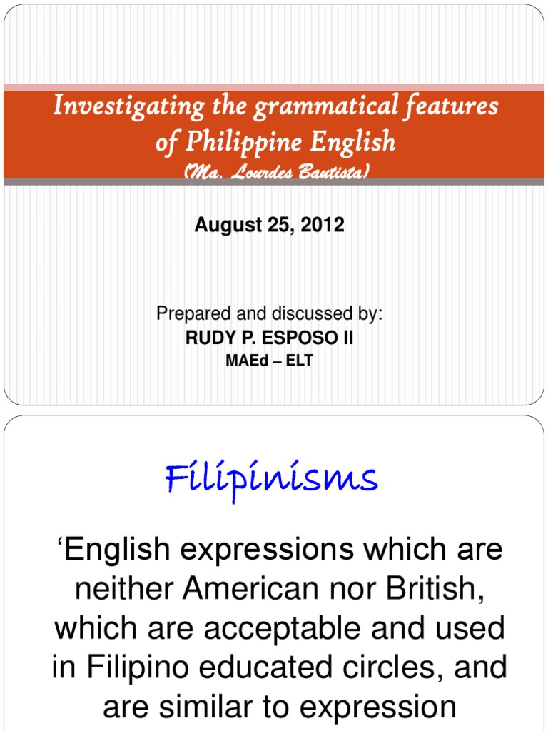 Grammatical Features of Philippine English | PDF | English Language ...
