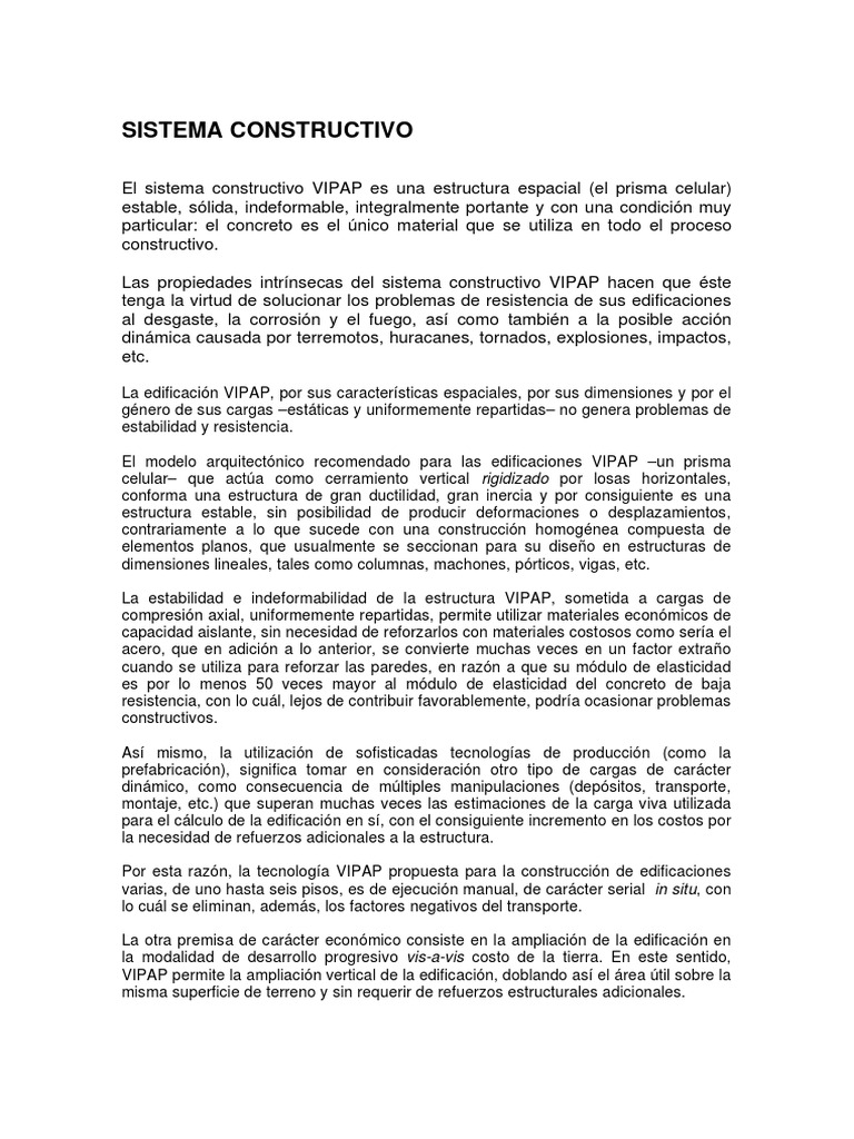 Sistema constructivo-VIPAP PDF | PDF | Diseño | Elasticidad (Física)