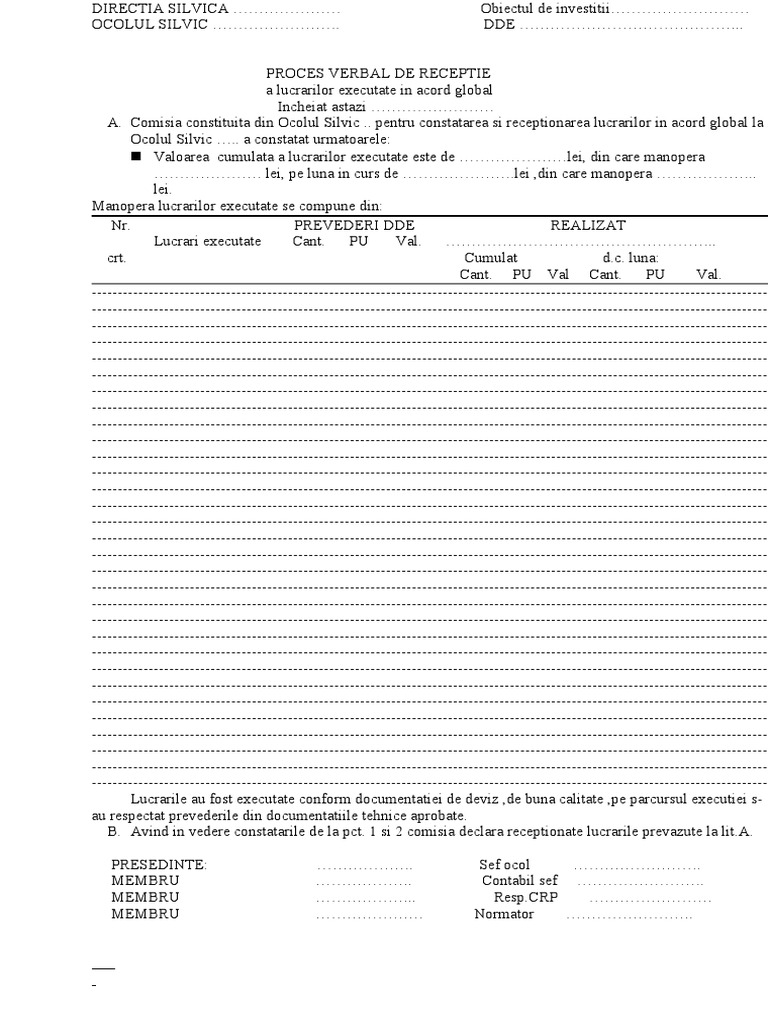 Recepție Lucrări Ocol Silvic | PDF