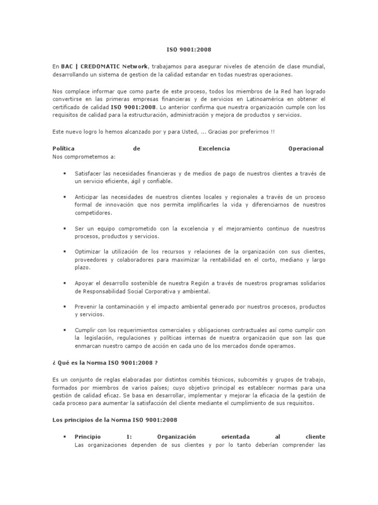Iso 9001 Pdf Calidad Comercial Liderazgo