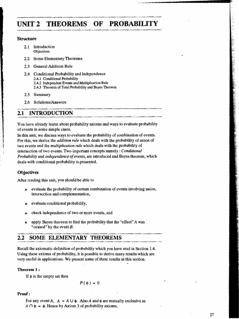 Unit Theorems Probability: Structure | PDF | Probability | Probability ...