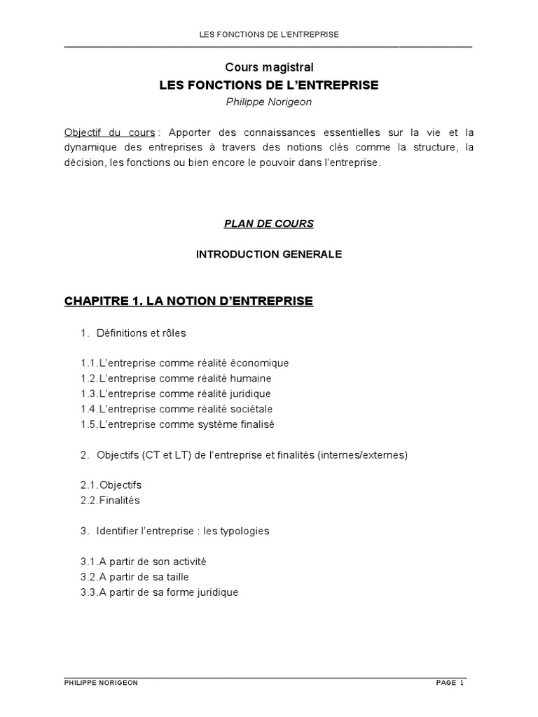 Les Fonctions de L'entreprise | PDF | Économie | Business