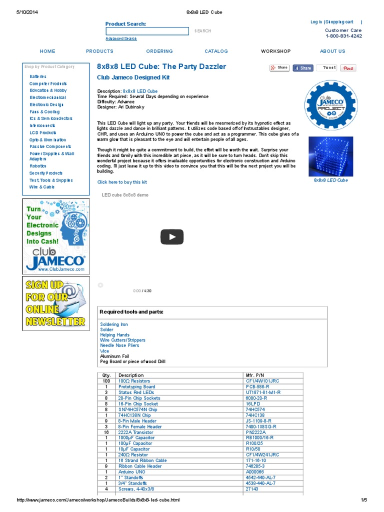 8x8x8 LED Cube | PDF | Electrical Connector | Transistor