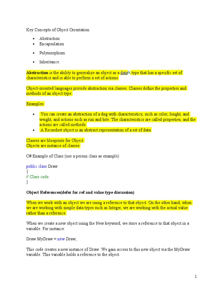 Key Concepts of Object Orientation | PDF | Class (Computer Programming ...