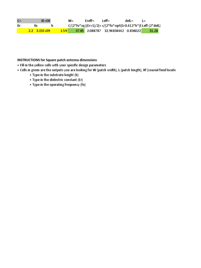 Square Microstrip Patch Antenna Guide | PDF | Telecommunications ...