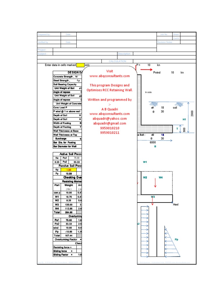 20 Design of RCC Retaining Wall 23052014 | PDF