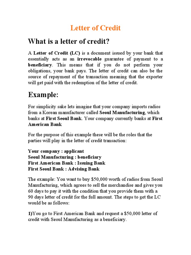 Letter of Credit | PDF | Letter Of Credit | Credit (Finance)