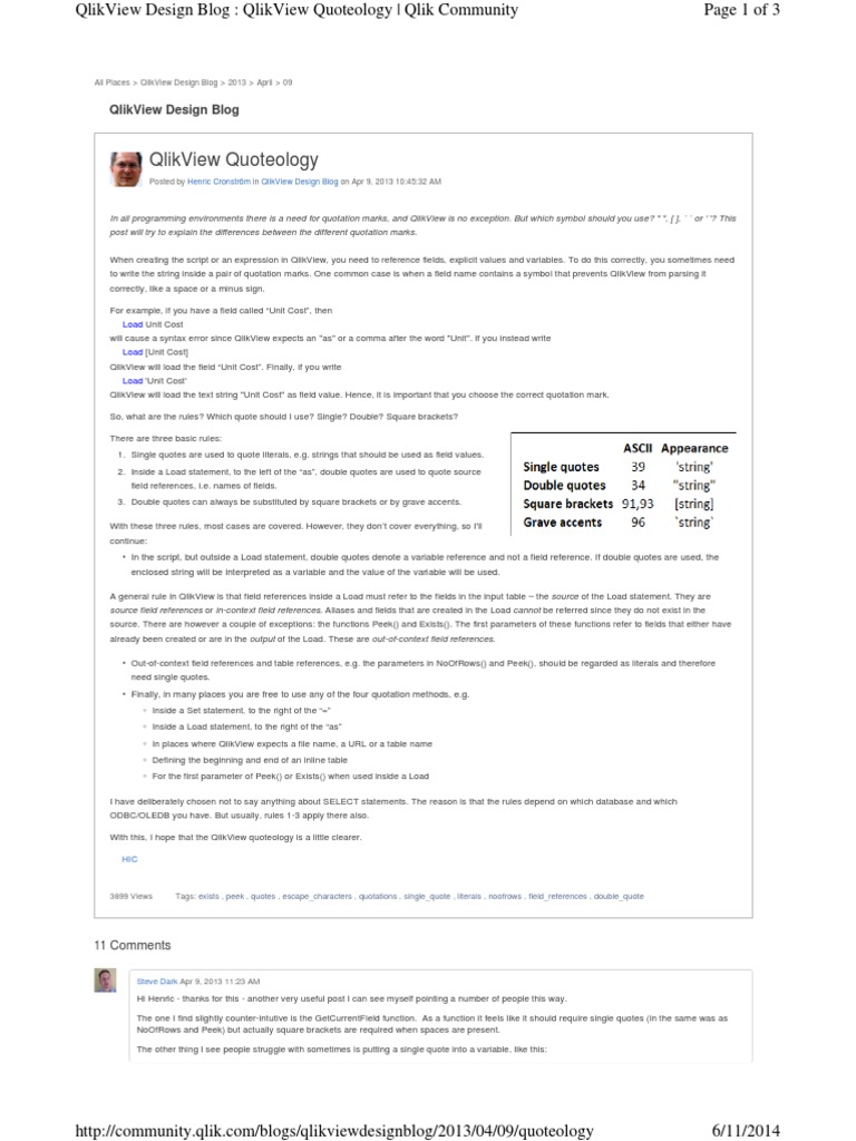 Single Vs Double Quotes - Qlikview - How and When To Use | Download ...