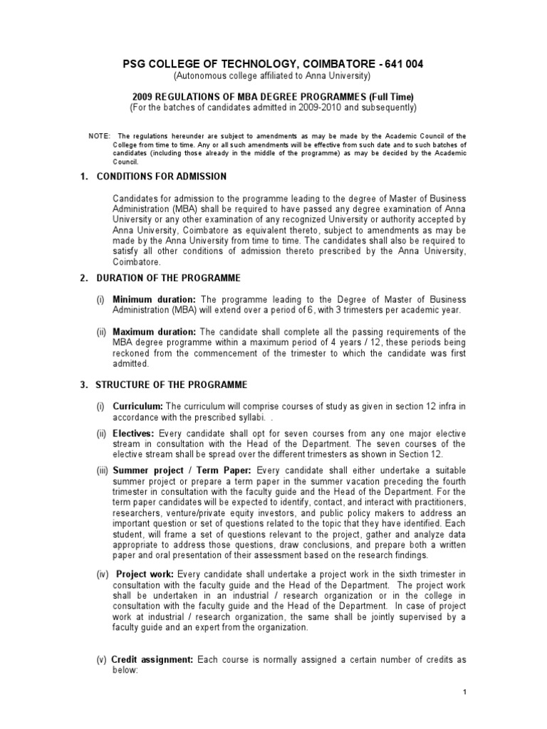 Mba Syllabus | PDF | Further Education | Business