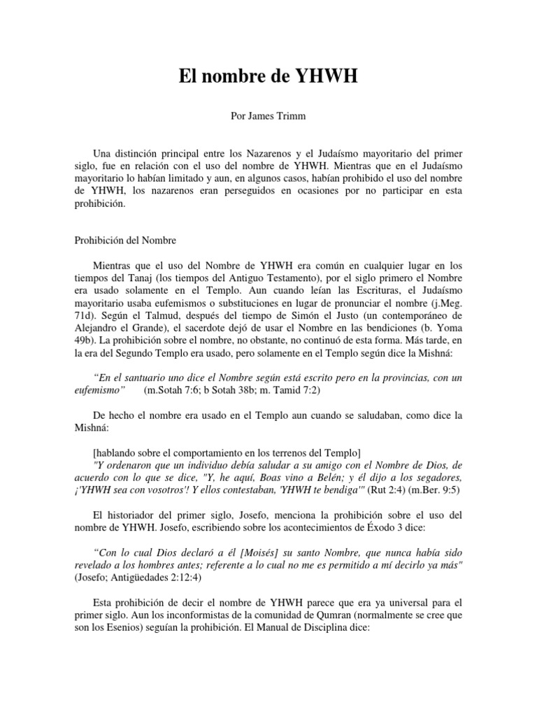 James Trimm - El Nombre de YHWH | PDF | Tetragrammaton | Jehová