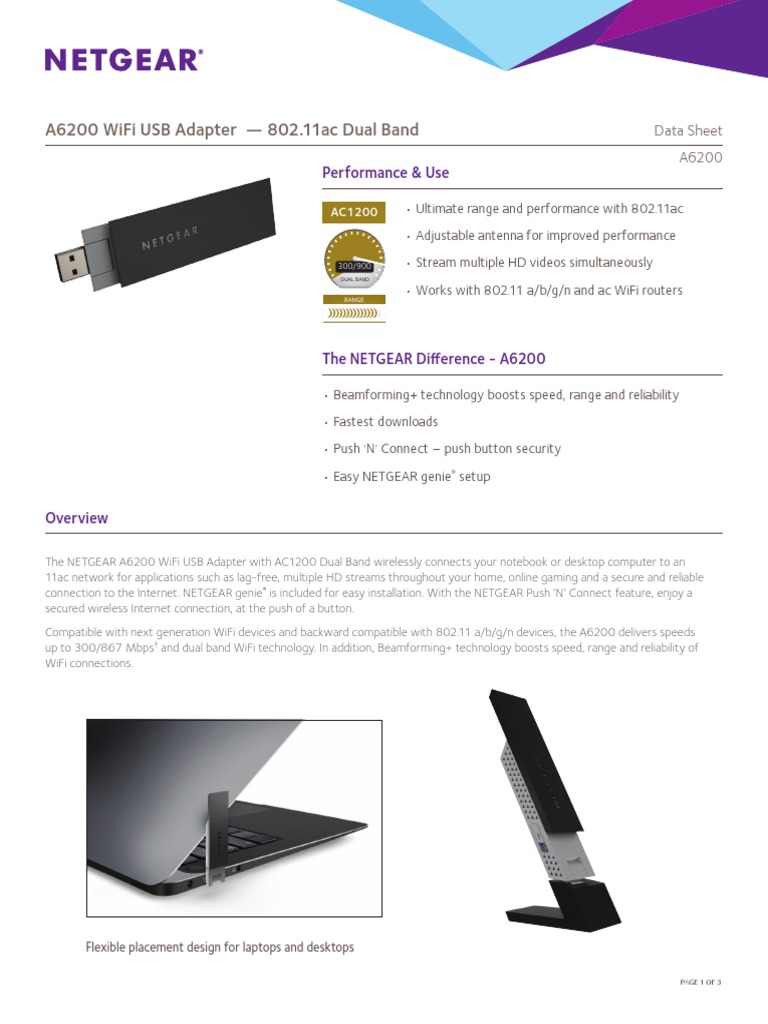 A6200 Wifi Usb Adapter - 802.11ac Dual Band: Performance & Use | PDF ...