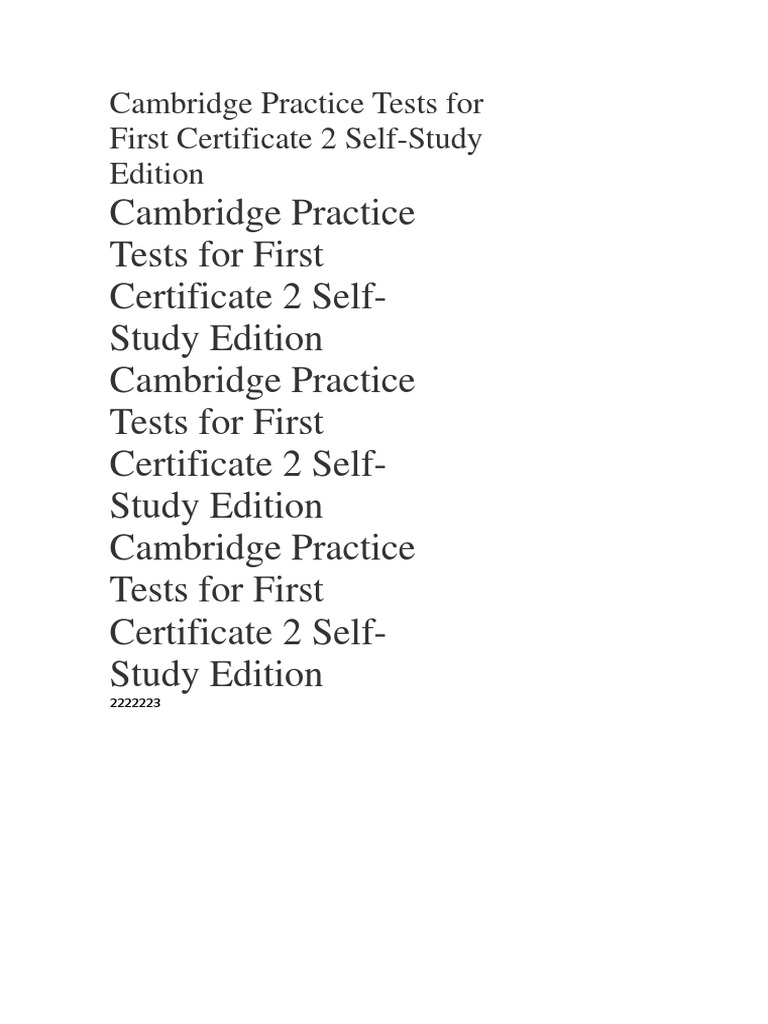 Cambridge Practice Tests For First Certificate 2 Self-Study Edition | PDF