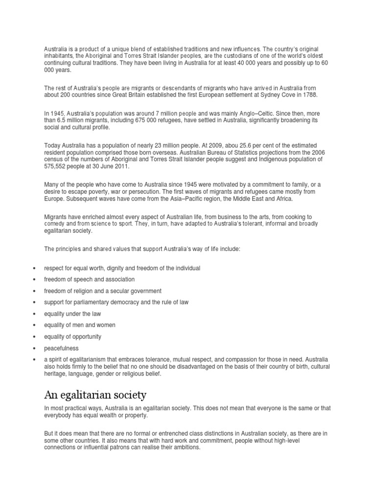 An Egalitarian Society | PDF | Australia | Indigenous Australians