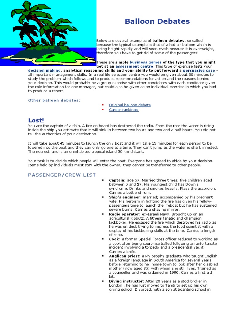 Balloon Debates: Lost! | PDF | Consensus Decision Making