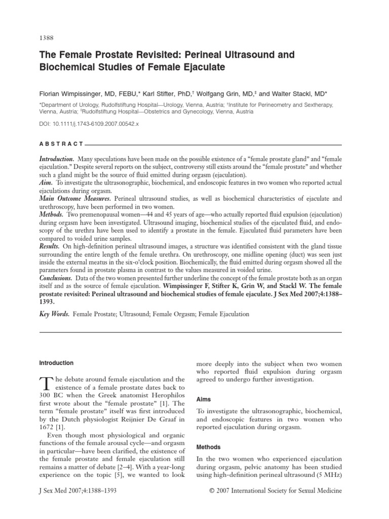 The Female Prostate Revisited: Perineal Ultrasound and Biochemical ...