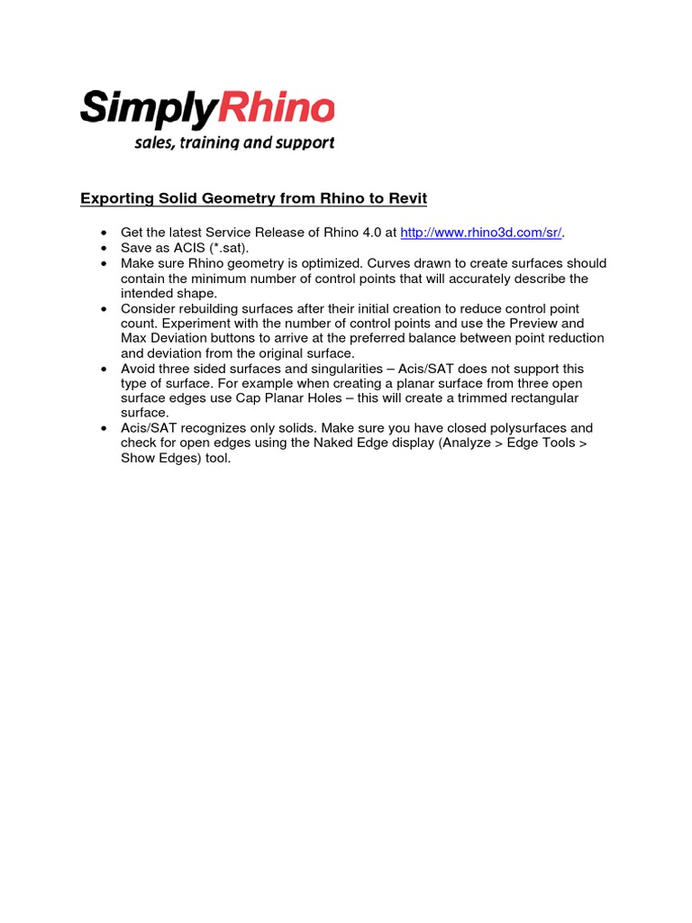 Exporting Solid Geometry From Rhino To Revit | PDF | Autodesk Revit ...
