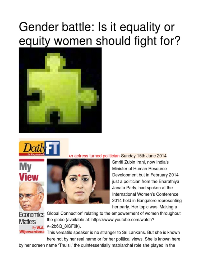 Gender Battle Is It Equality or Equity Women Should Fight For | PDF ...