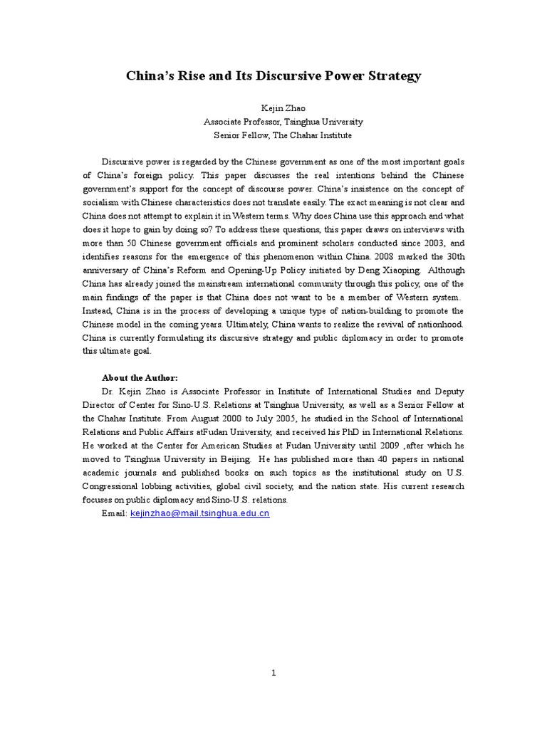 Chinas Rise and Its Discursive Power Strategy English1 | PDF ...