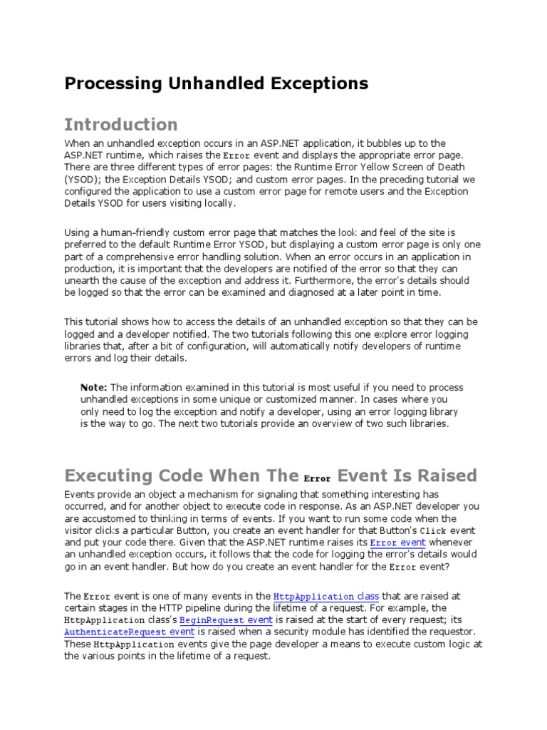 Aspnet Tutorial12 ErrorHandling Cs | PDF | Email | Hypertext Transfer ...