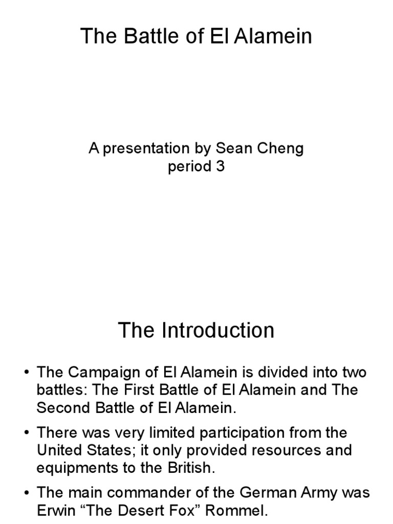 Second Battle of El Alamein Overview | PDF | Western European Theatre ...