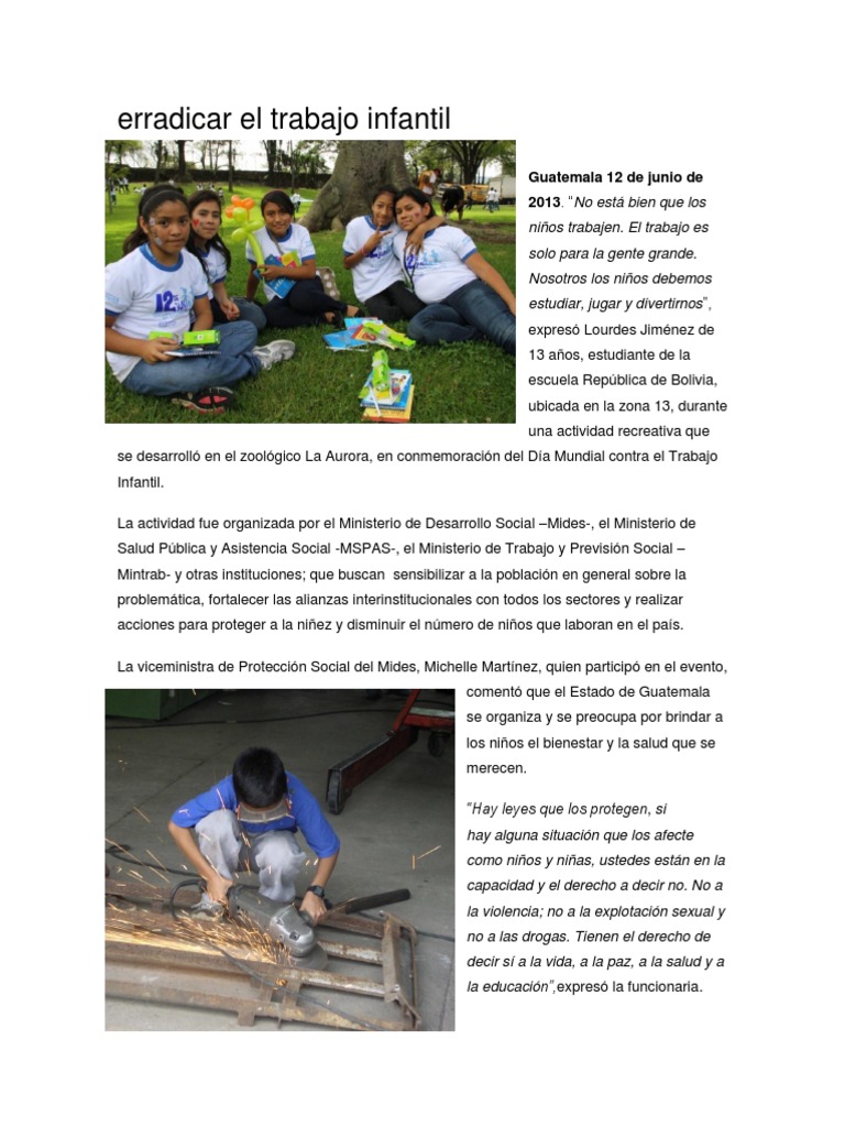 Erradicar El Trabajo Infantil | PDF | Trabajo infantil | Guatemala
