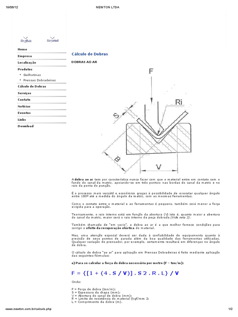 Calculo de Dobra de Chapa No Ar | PDF | Cálculo | Relâmpago