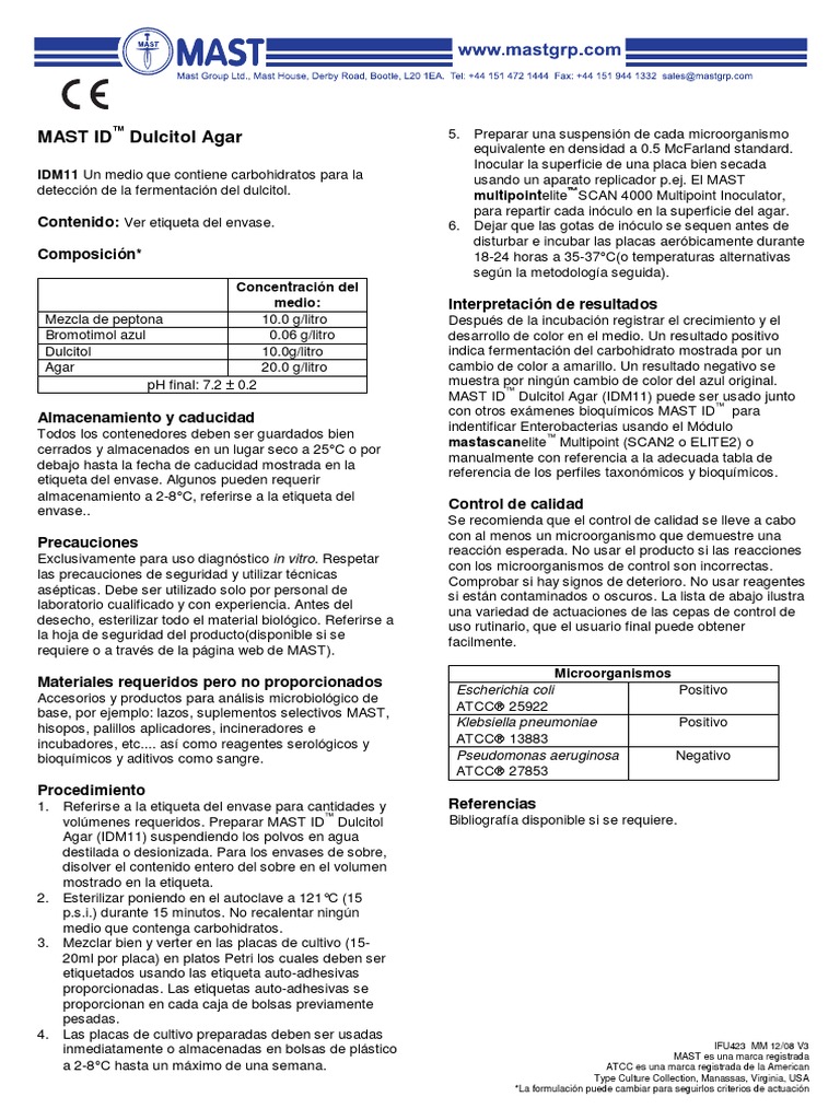Agar Dulcitol Componentes | PDF | Biología | Salud y bienestar