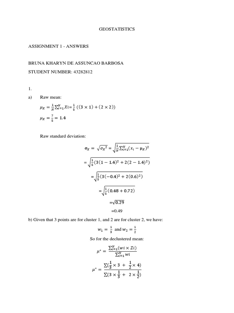 Geostatistics Exercise | PDF | Data Analysis | Probability Theory