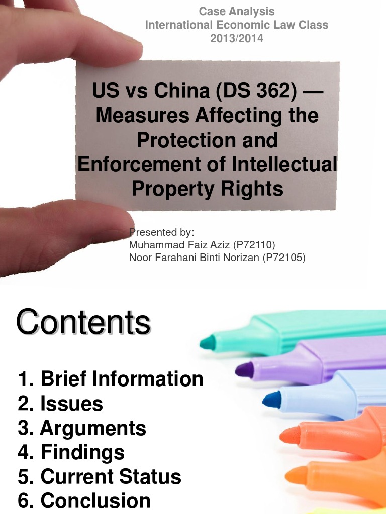 US Vs China DS362 - Measures Affecting The Protection and Enforcement ...