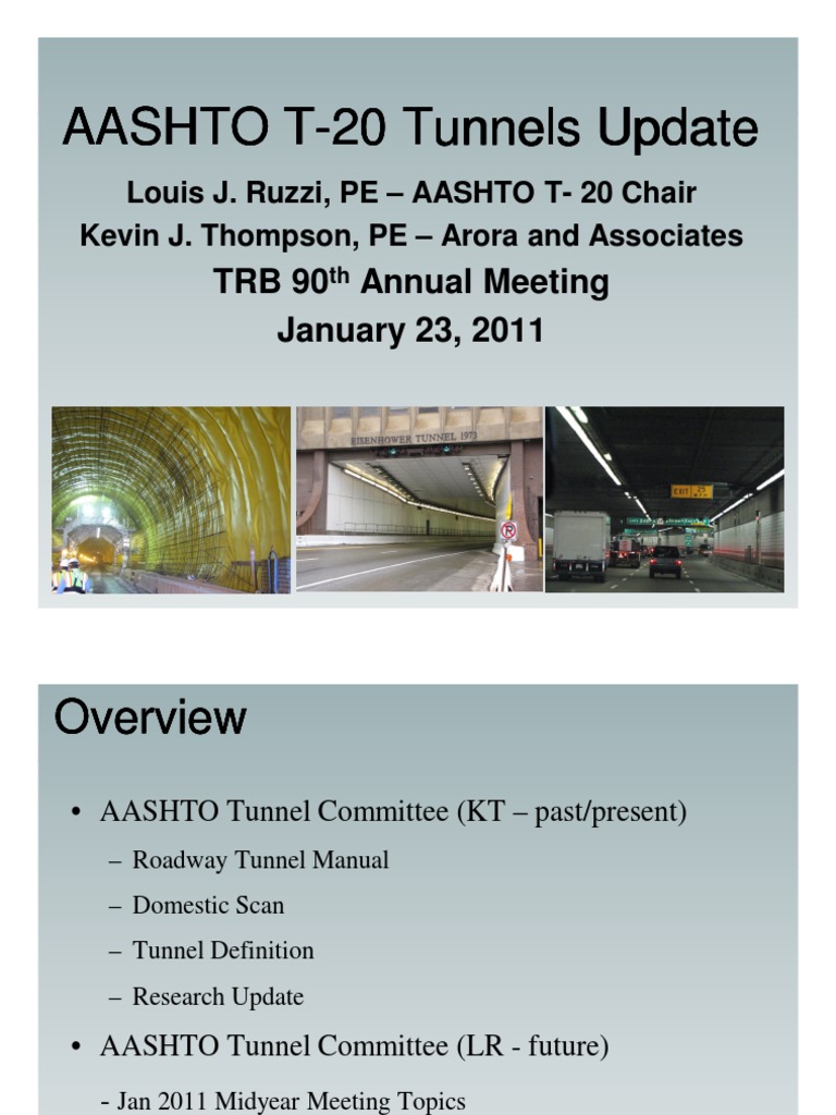 AASHTO T-20 Tunnel Manual Update | PDF | Tunnel | Specification ...