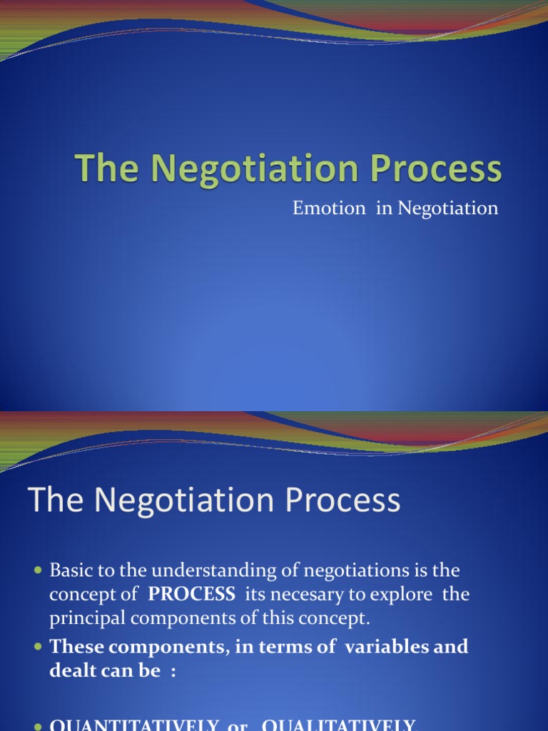 The Negotiation Process, Emotion in Negotiation | Economic Model ...