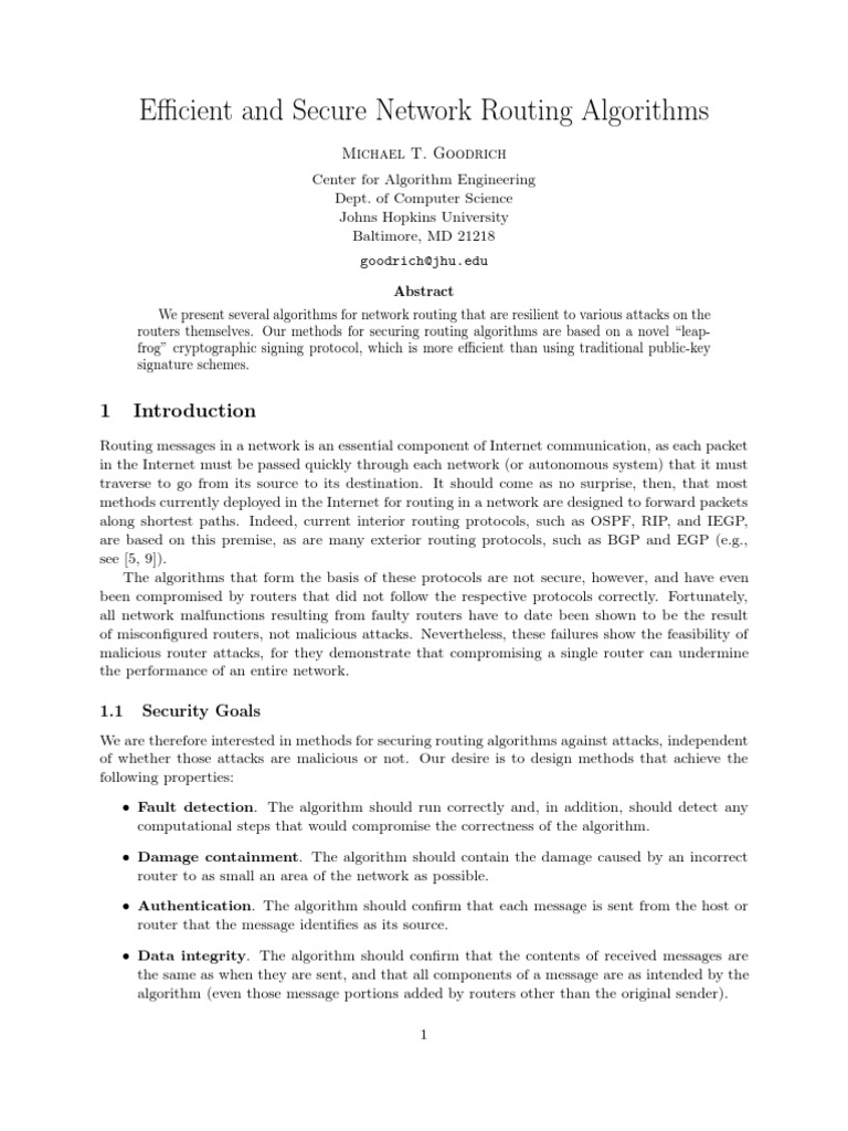 E Cient and Secure Network Routing Algorithms | Download Free PDF | Routing | Public Key ...