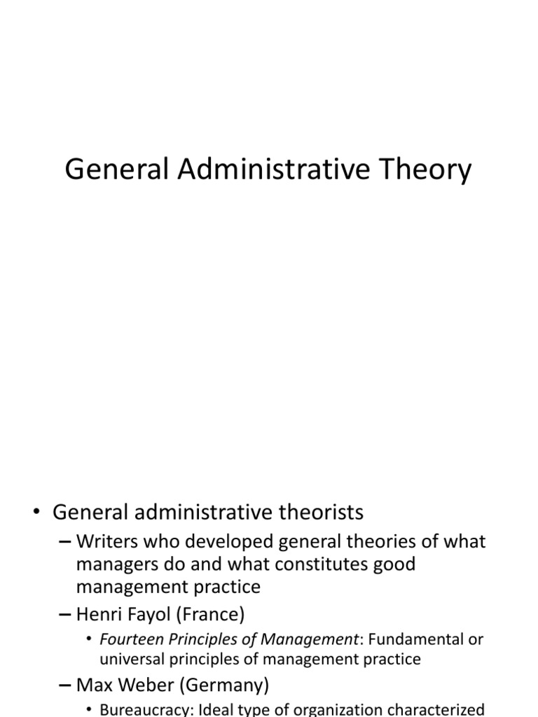 General Administrative Theory | PDF | Bureaucracy | Hierarchy