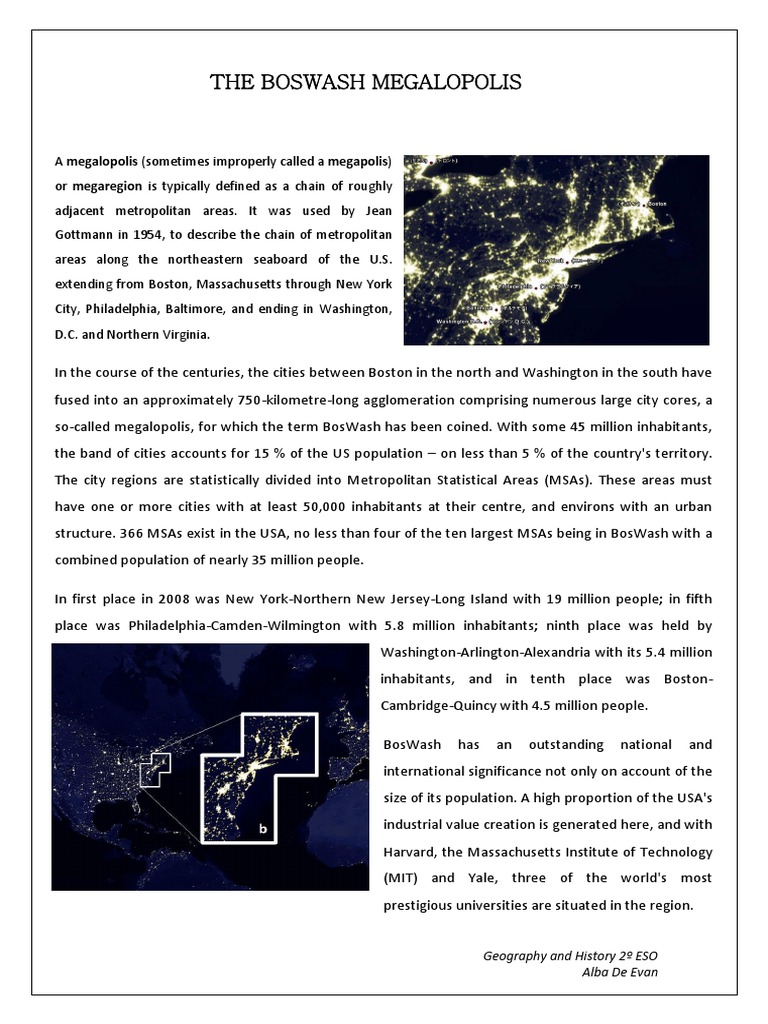 Boswash Megalopolis | PDF | Metropolitan Area | Urbanization