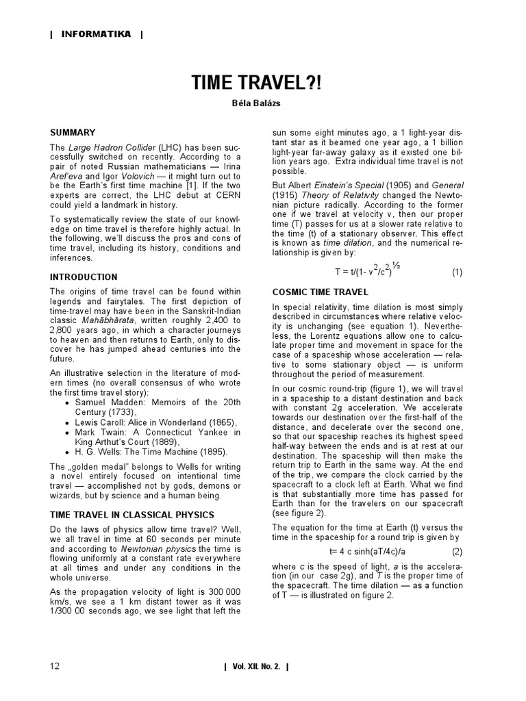 The Physics of Time Travel | PDF | Time Travel | General Relativity