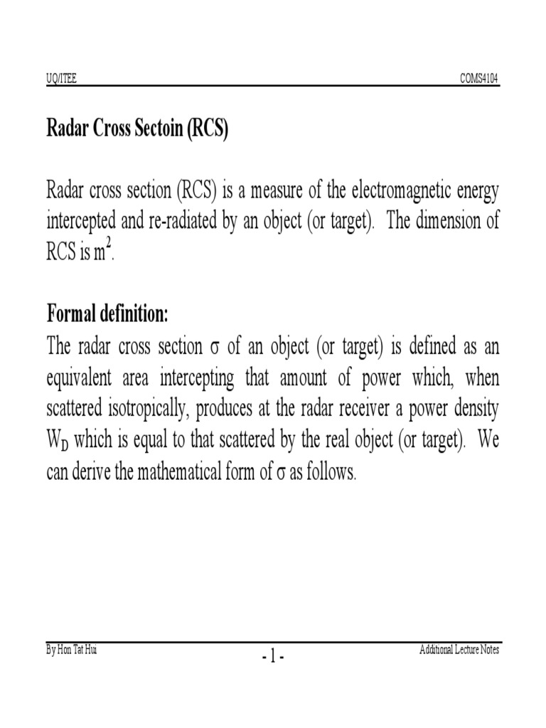 Radar Cross Section | PDF | Cross Section (Physics) | Radar
