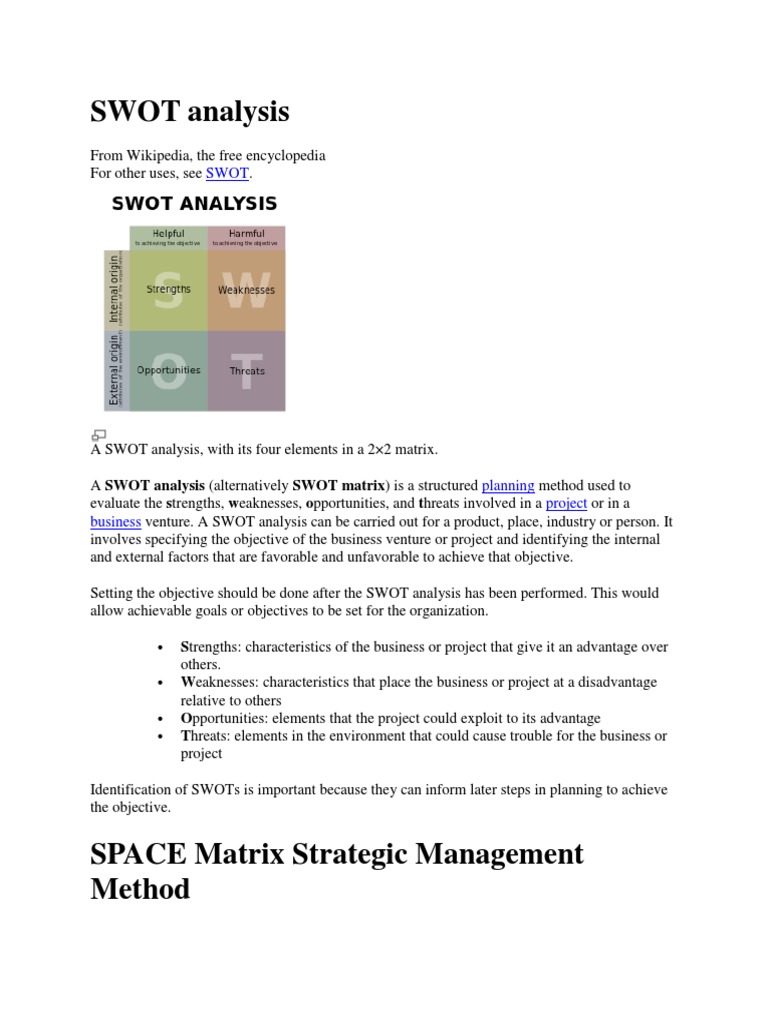 Understanding SWOT Analysis Basics | PDF | Finance & Money Management