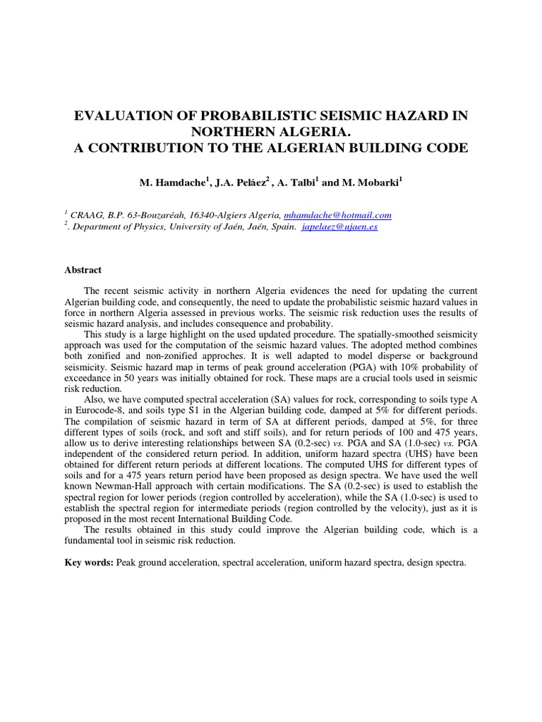 Hamdache Mohamed | PDF | Earthquakes | Moment Magnitude Scale