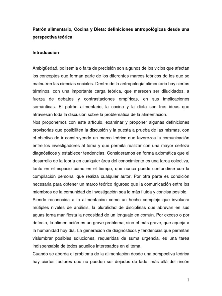 El Patron Alimentario | PDF | Antropología | Homo Sapiens