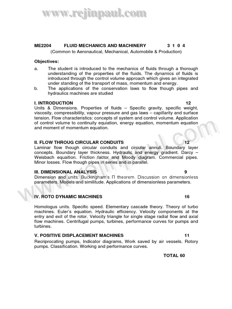 ME2204 Notes For Fluid Mechanics | PDF
