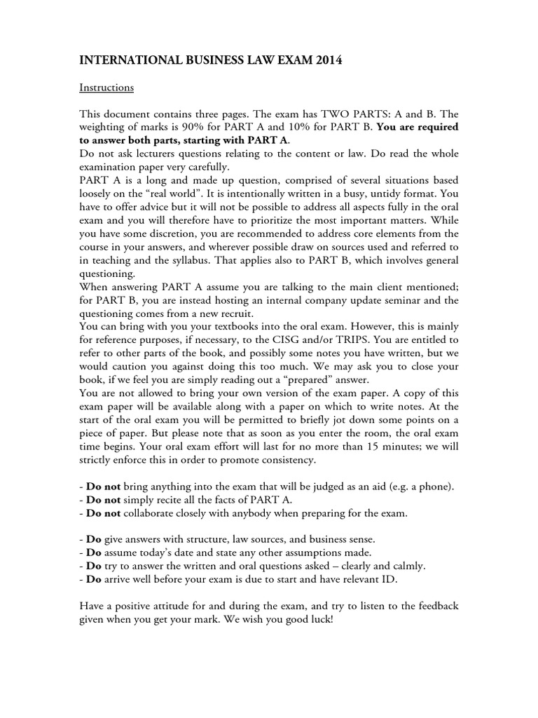 International Business Law Exam 2014 | Download Free PDF | Test ...