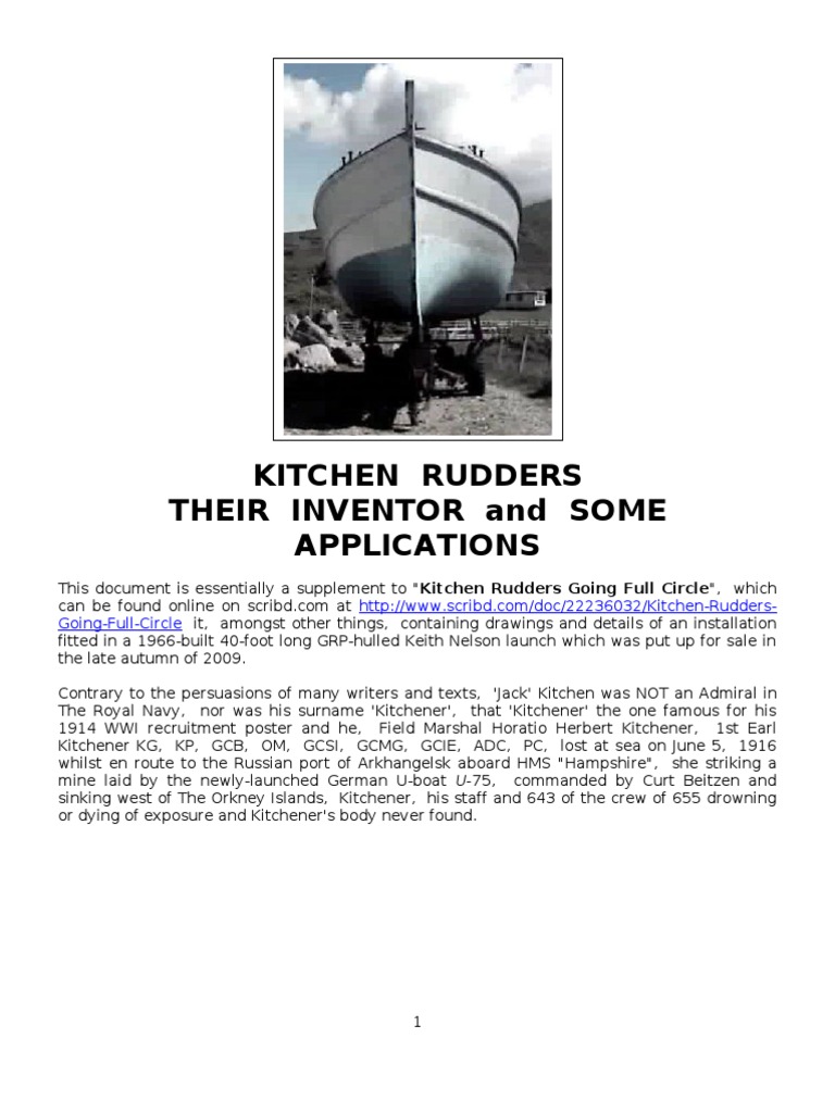 Kitchen Rudders: Inventor & Uses | PDF | Rudder | Propeller