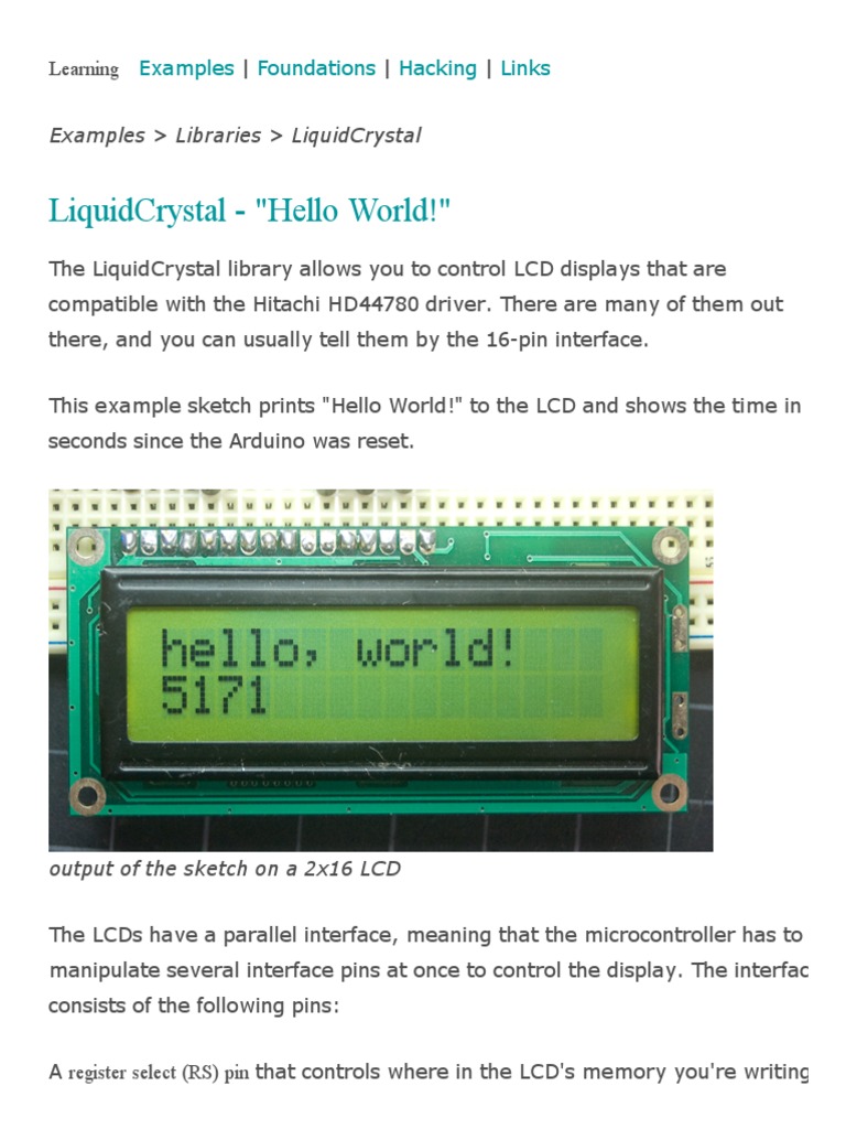 Arduino - LiquidCrystal | Download Free PDF | Liquid Crystal Display ...