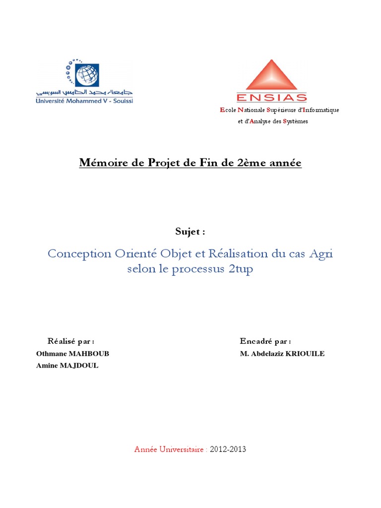 Rapport - PFA Processus 2tup PDF | PDF | Architecture de logiciel ...