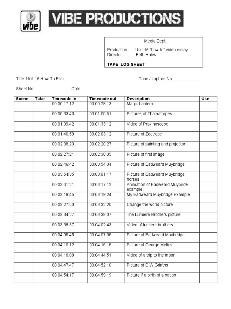 Tape Log | PDF