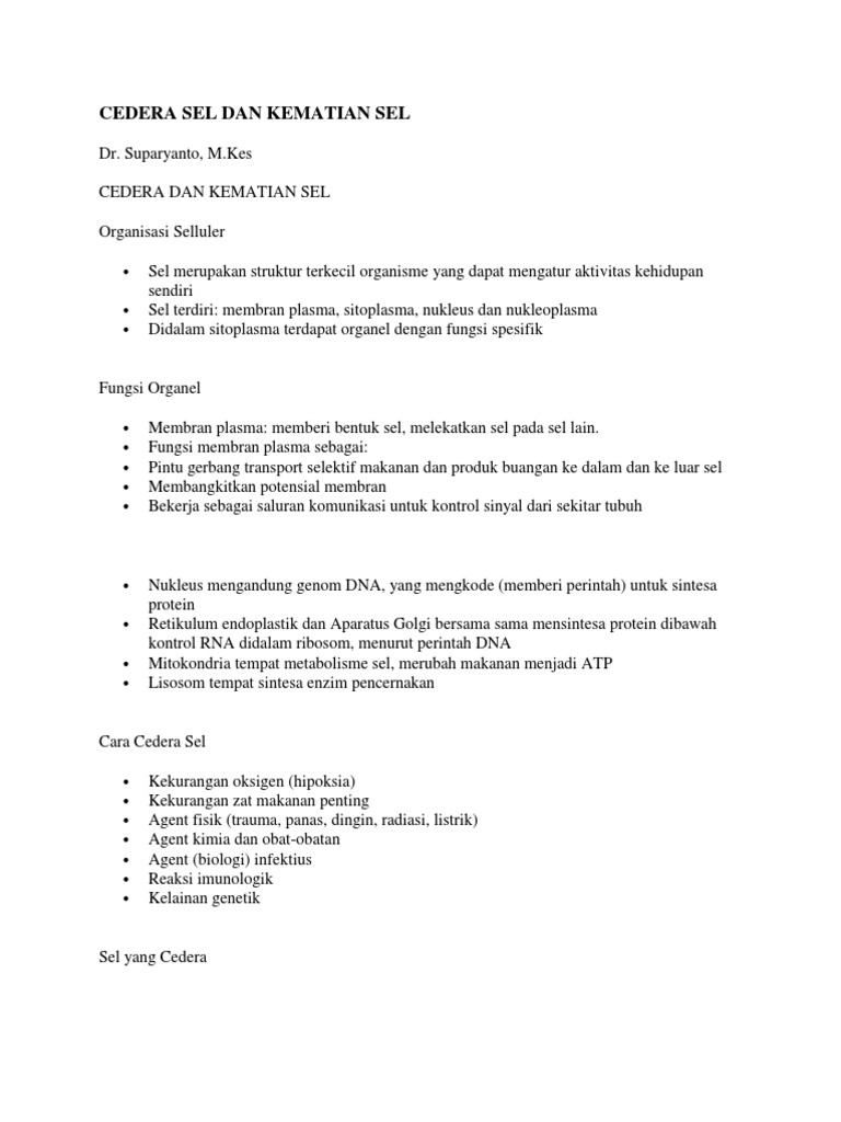 Cedera Sel Dan Kematian Sel | PDF | Sains & Matematika