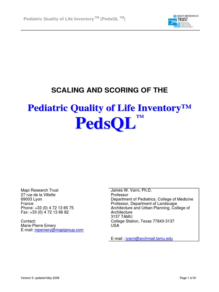 Scoring PedsQL v5 | PDF | Likert Scale | Pain