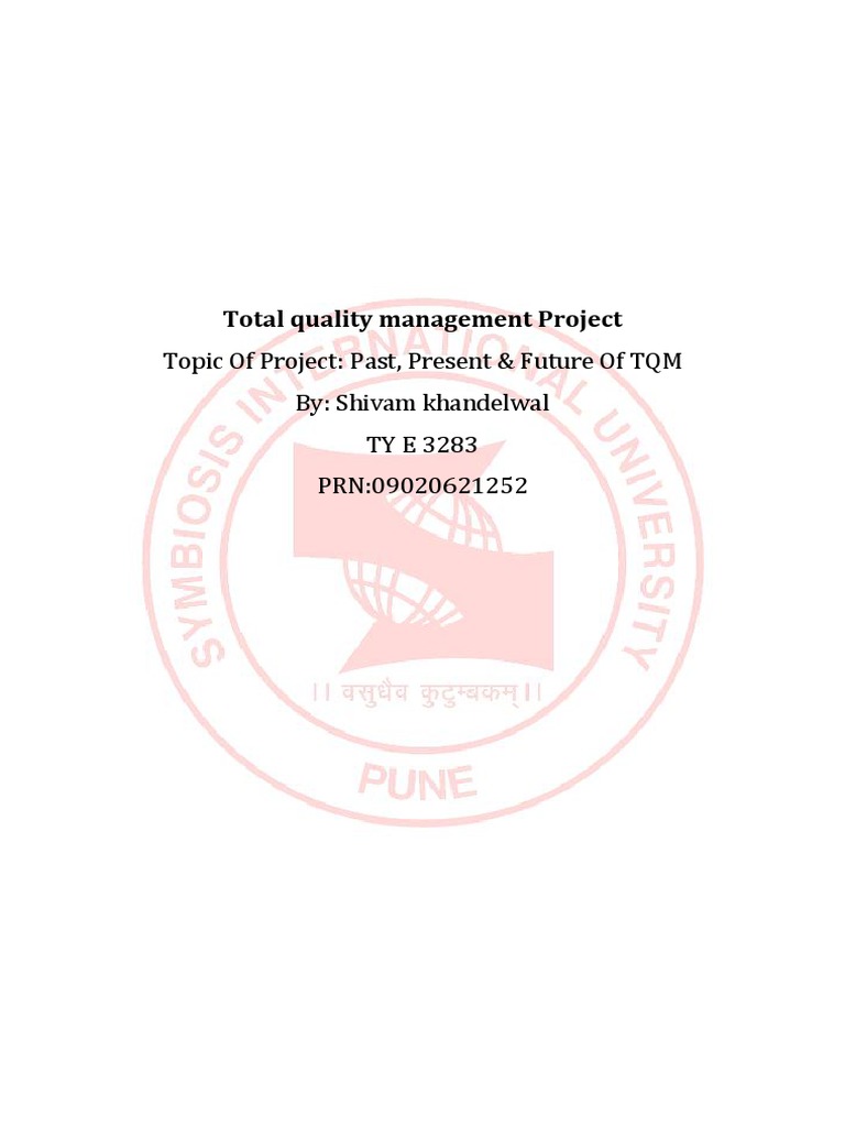 Total Quality Management Project | PDF | Sustainable Development ...