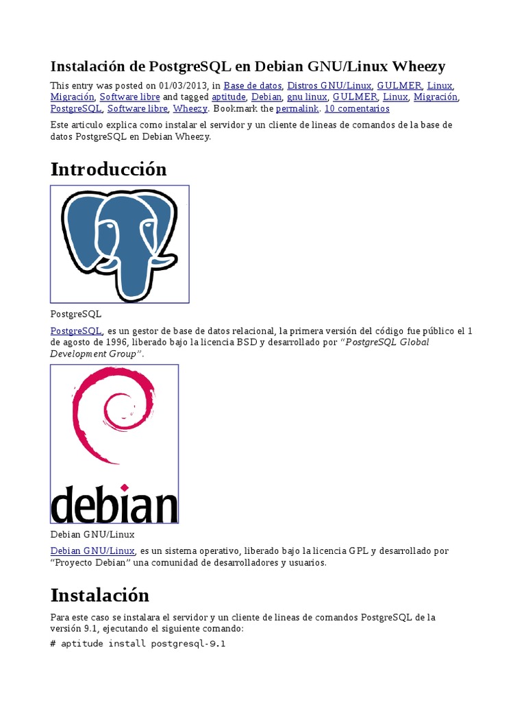 Instalacion Postgres Debian | PDF | Bases de datos | Gestión de datos
